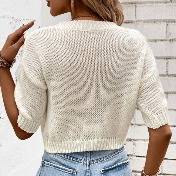 Rebellious Rose | Sweaters | New Short Sleeve Knit Sweater Round Neck ...